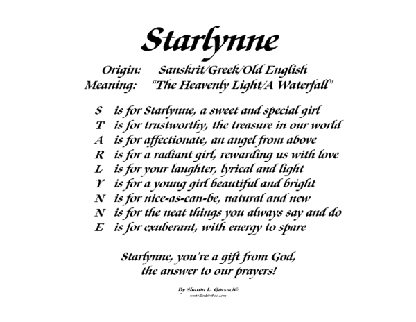 Meaning of Starlynne - LindseyBoo