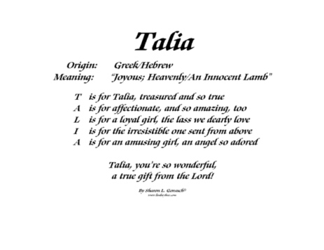 Meaning of Talia - LindseyBoo