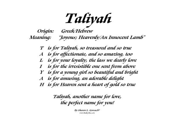 Meaning of Taliyah - LindseyBoo