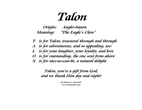 Meaning of Talon - LindseyBoo