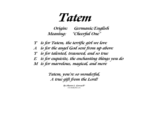 Meaning of Tatem - LindseyBoo