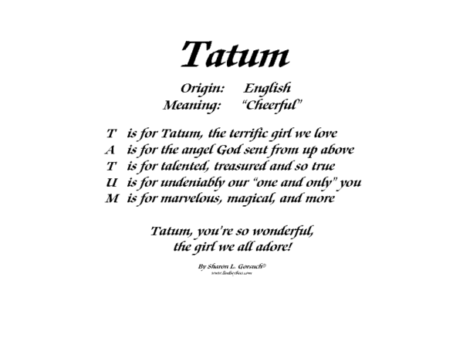 Meaning of Tatum - LindseyBoo