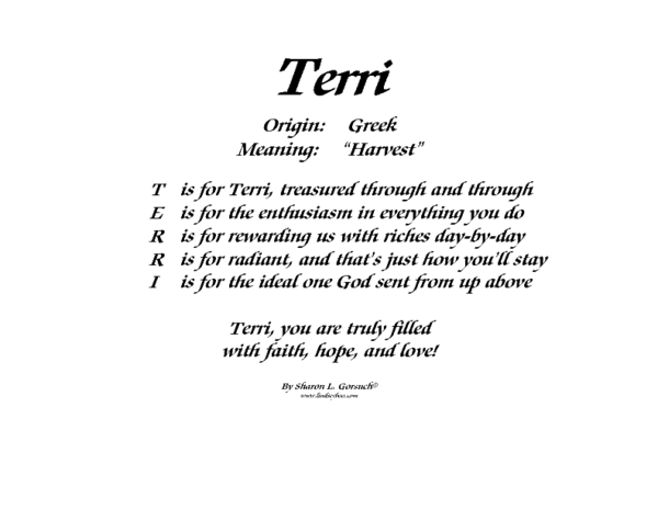 Meaning of Terri - LindseyBoo
