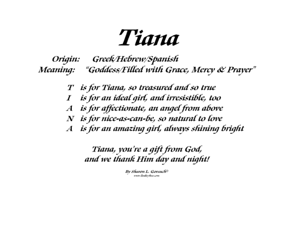Meaning of Tiana - LindseyBoo