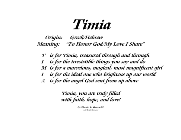 Meaning of Timia - LindseyBoo