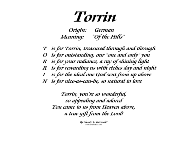 Meaning of Torrin - LindseyBoo
