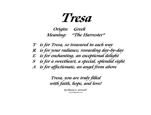 Meaning of Tresa - LindseyBoo