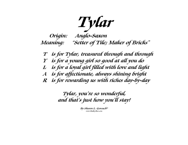 Meaning of Tylar - LindseyBoo