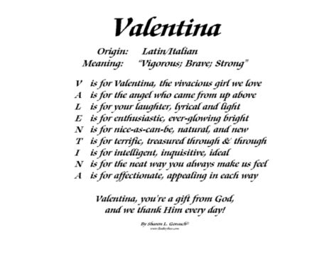 Meaning of Valentina - LindseyBoo