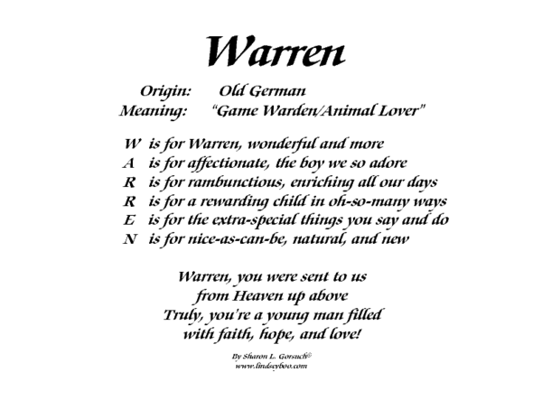 Meaning of Warren - LindseyBoo