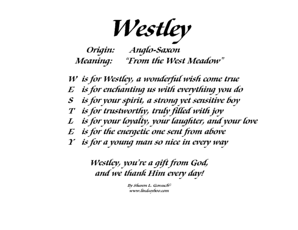 Meaning of Westley - LindseyBoo