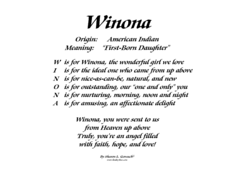 Meaning of Winona - LindseyBoo