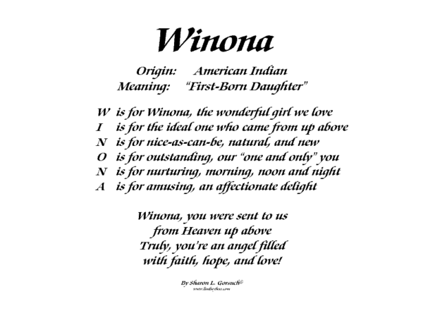 Meaning of Winona - LindseyBoo