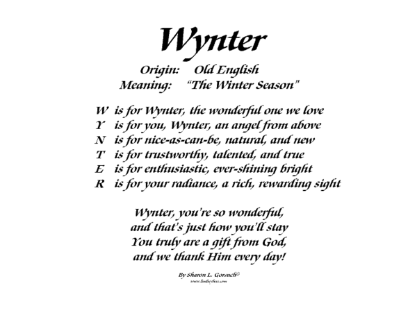 Meaning of Wynter - LindseyBoo